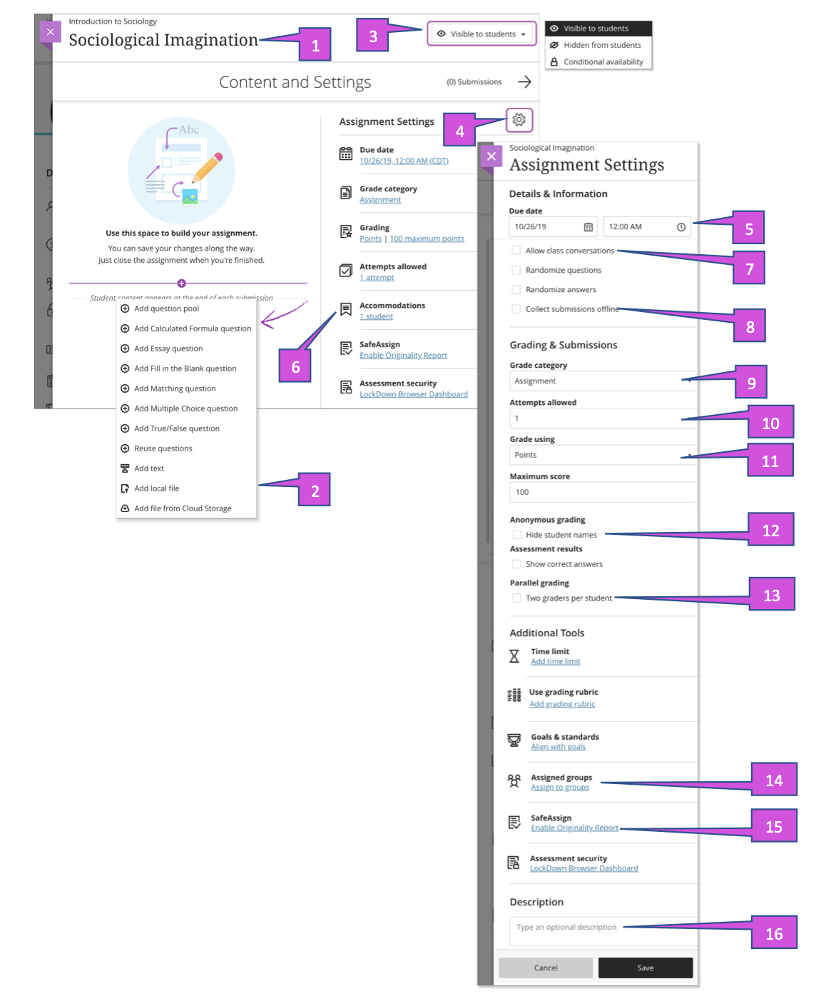 To set up the assignment, complete the following: