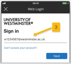 3. Enter your university Microsoft account in the format: