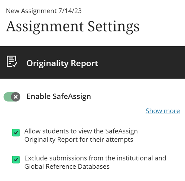 Do not forget to save the assignment setting.